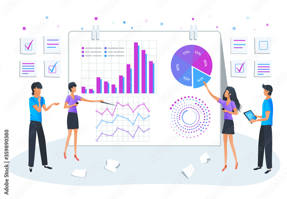 Big data analysis and visualization. Team of business analysts ...
