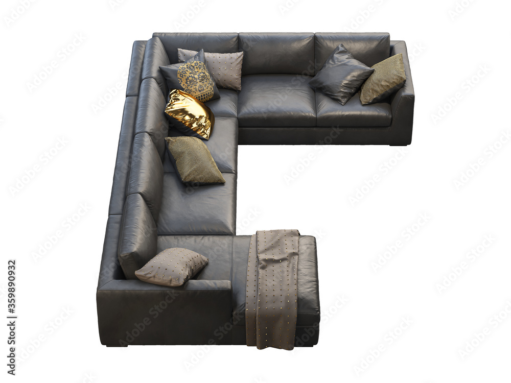 Chalet modular coner leather sofa with chaise lounge. Leather upholstery corner sofa with ...