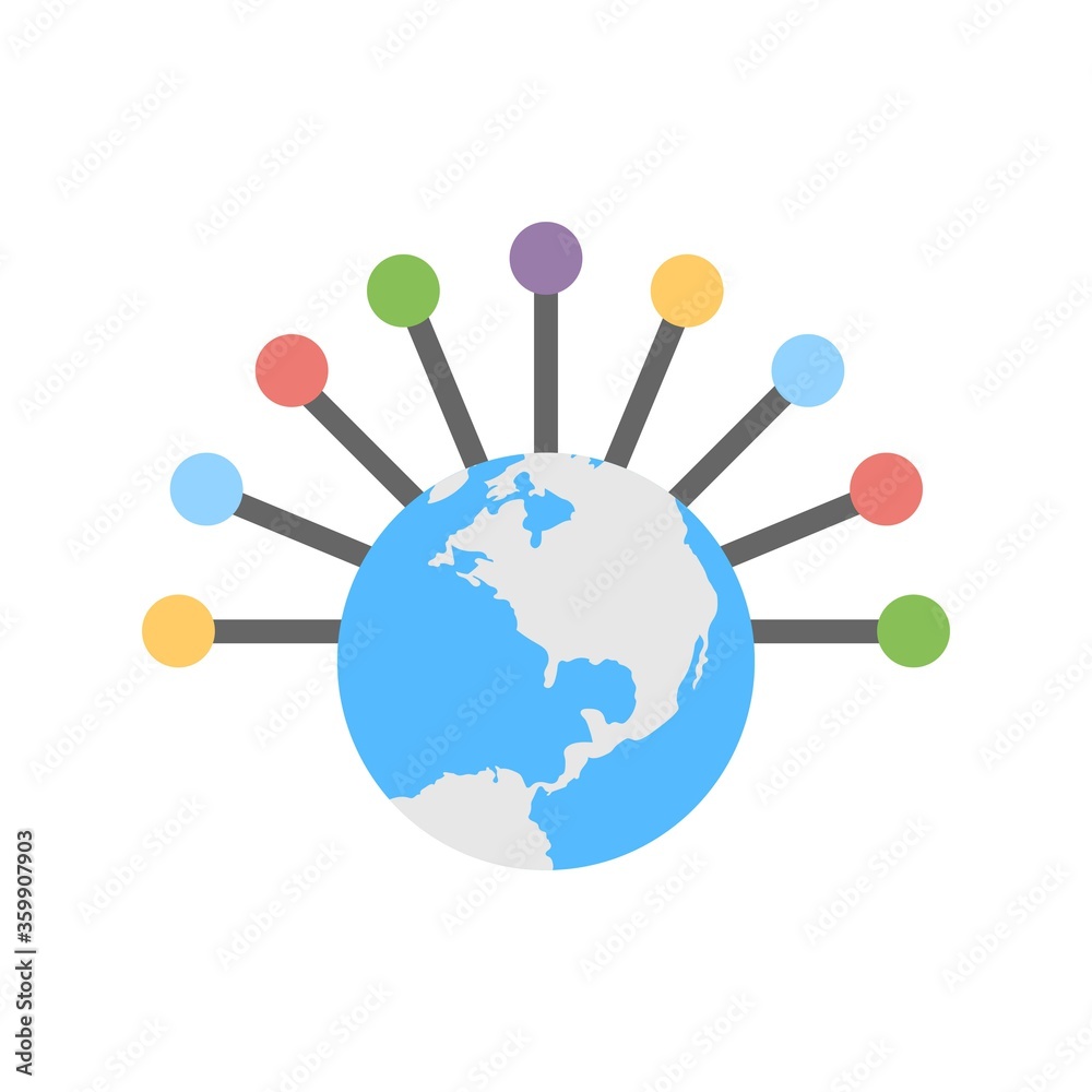 Global network connection icon in flat design style. Mesh network ...