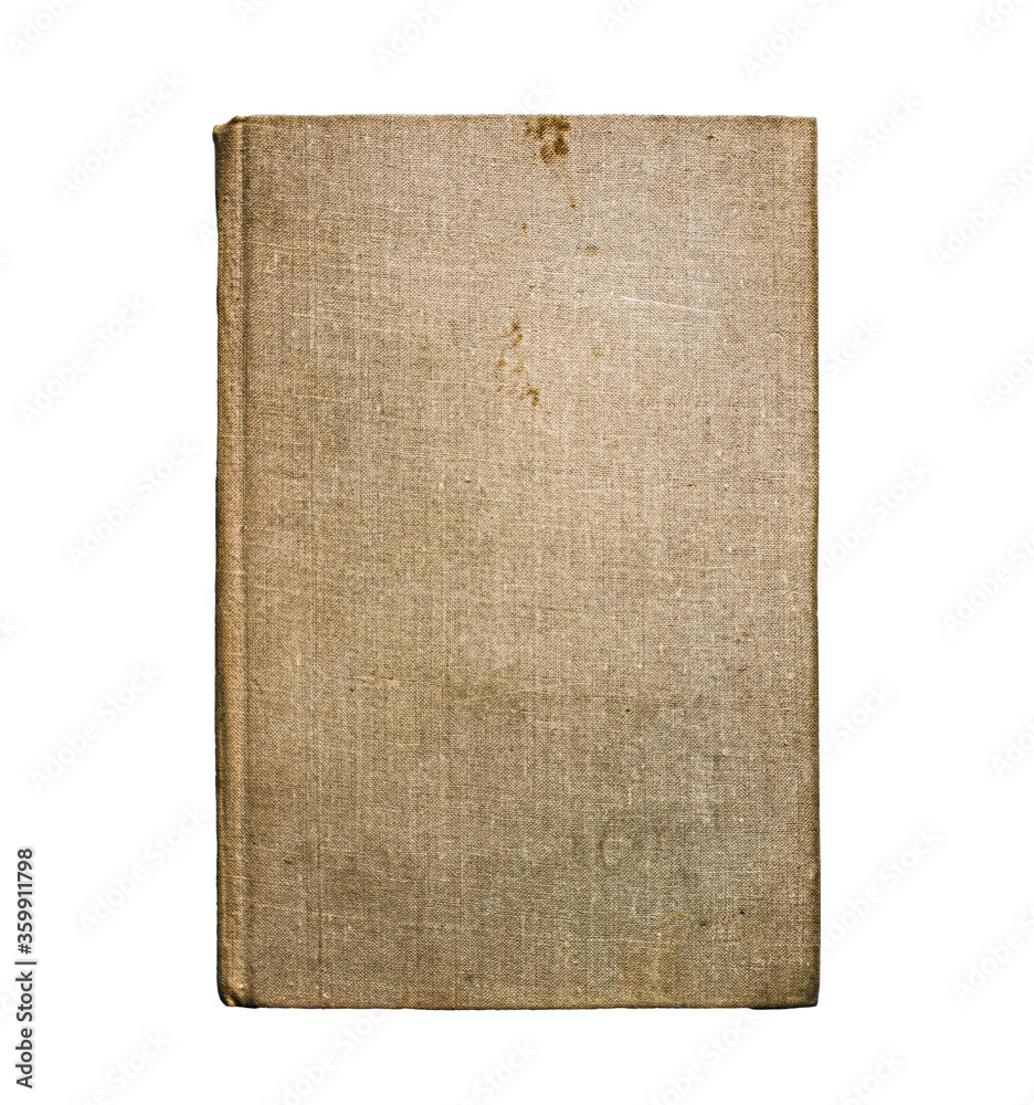 Old Vintage Antique Aged Rarity Book Cover Isolated on White. Rough ...