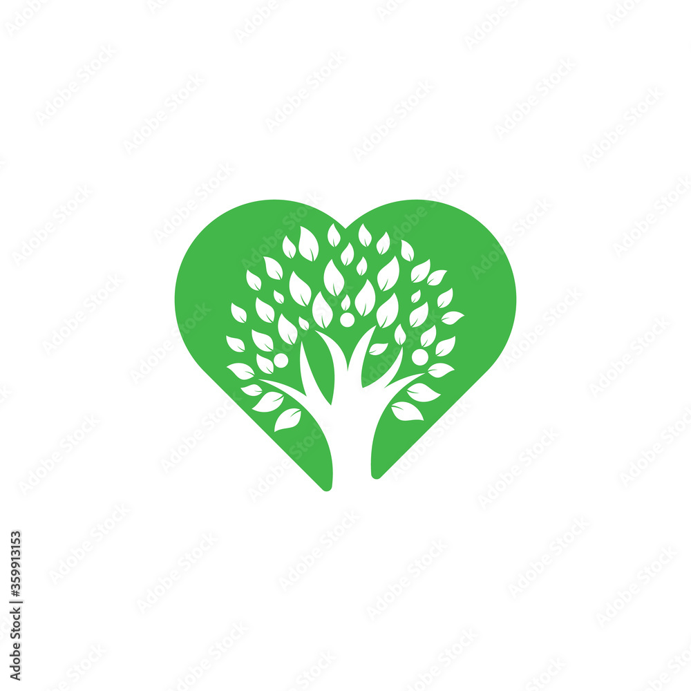 Human life logo icon of abstract people tree vector. Family tree heart ...