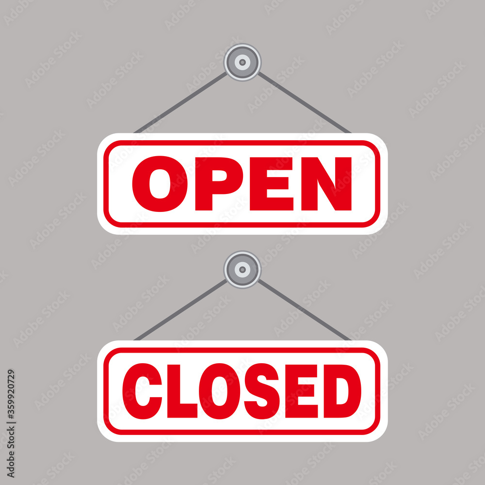 Hanging Open and Closed Store Signs Illustration Template Vector Stock ...