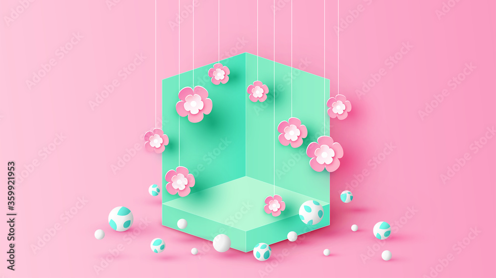 Illustration of template box design for Spring season decorated with ...