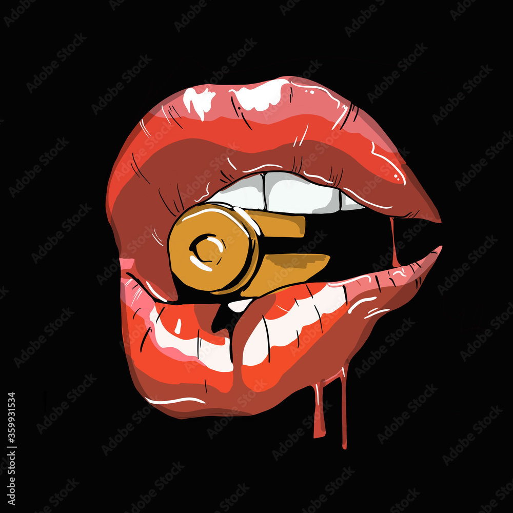 lip biting bullet illustration Stock Illustration | Adobe Stock