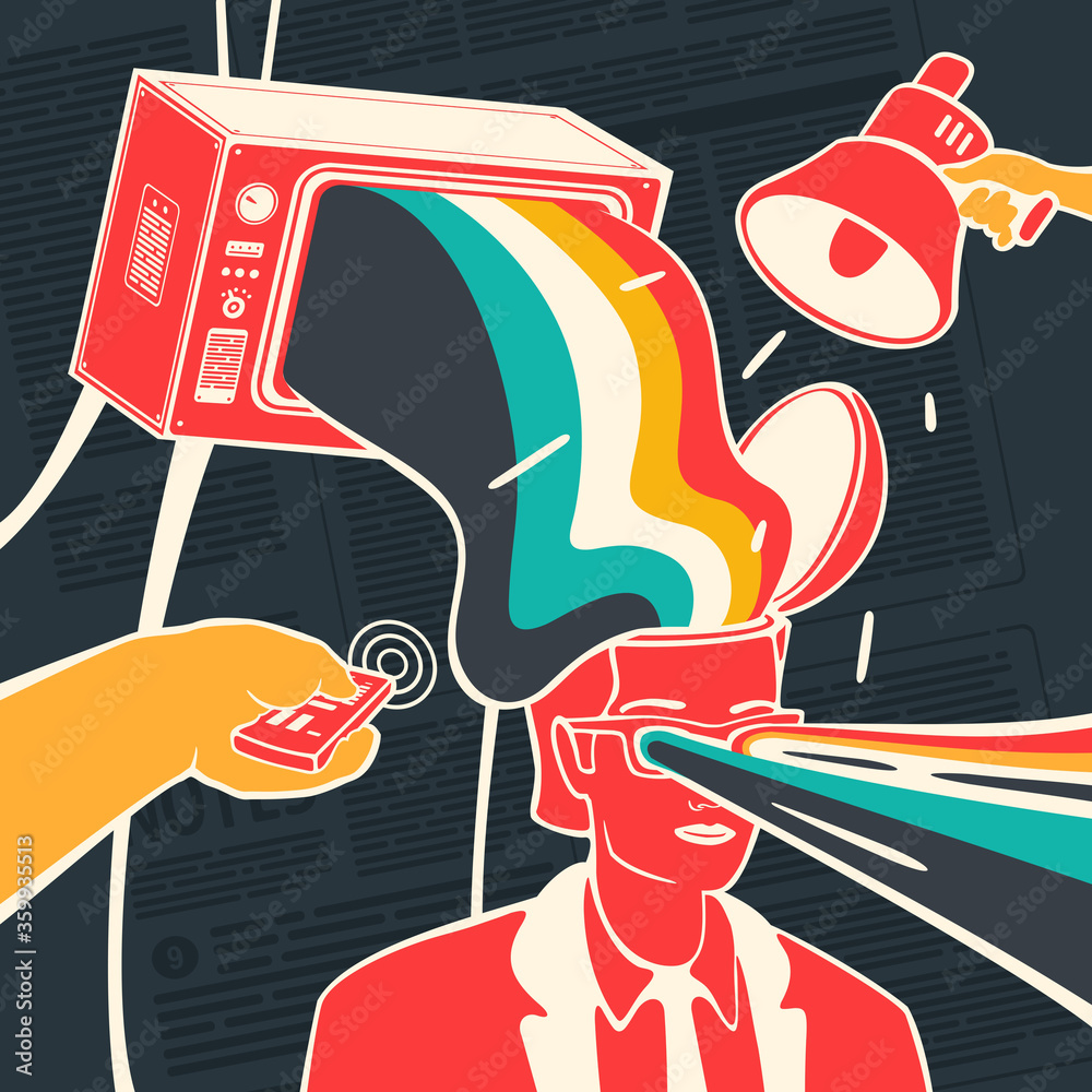 Vector illustration of media propaganda and the consumer Stock Vector ...