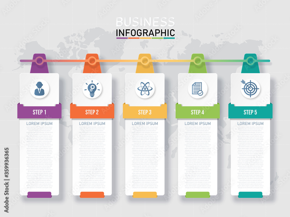 Vector illustrations Infographic Template 3d Rectangle.Business Concept ...
