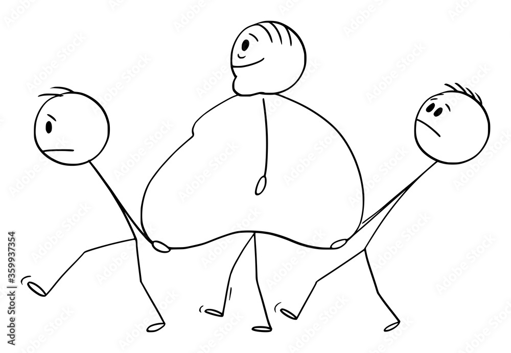 Vector cartoon stick figure drawing conceptual illustration of obese ...