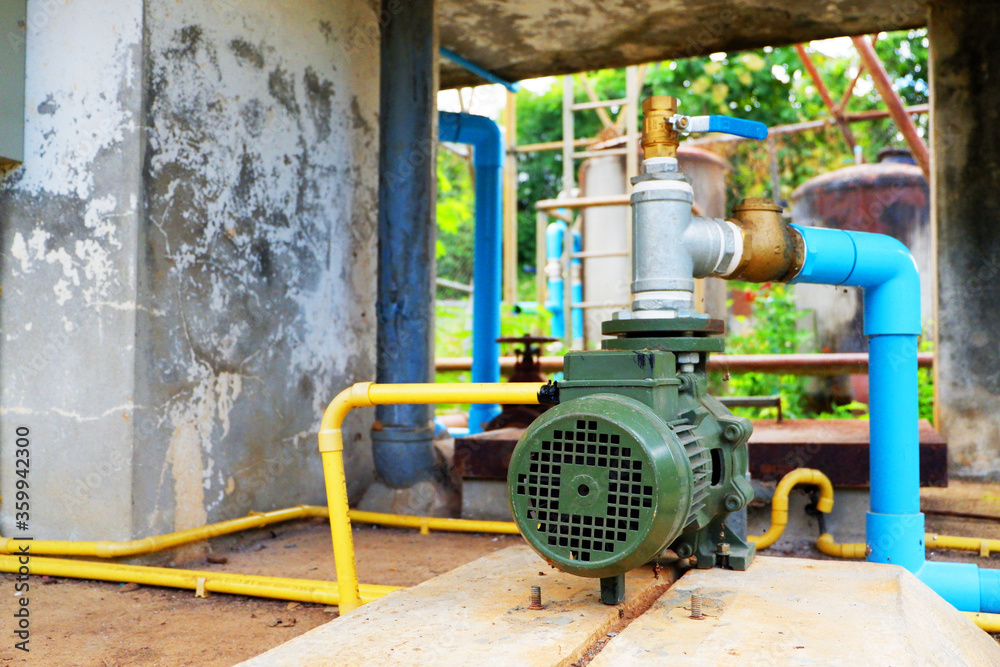 big water pump motor for Water supply system of the village. Stock ...