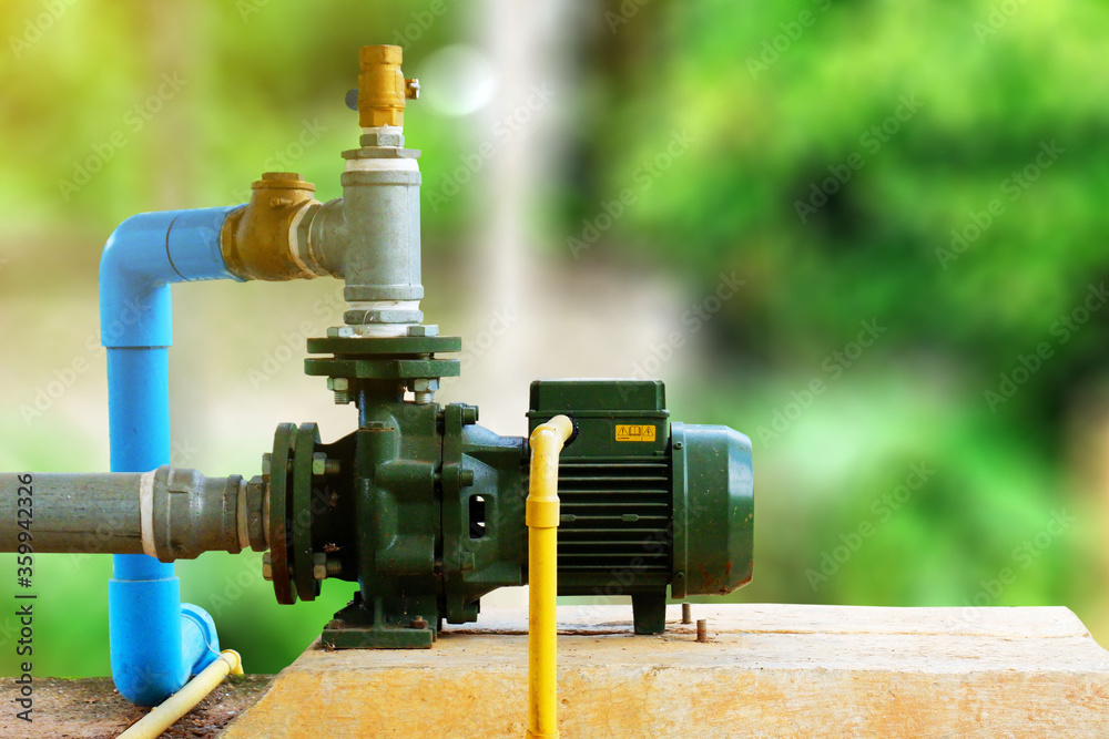 big water pump motor for Water supply system of the village. Stock ...
