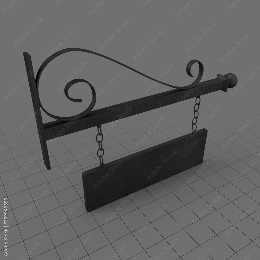 Wall mounted hanging sign Stock 3D asset | Adobe Stock