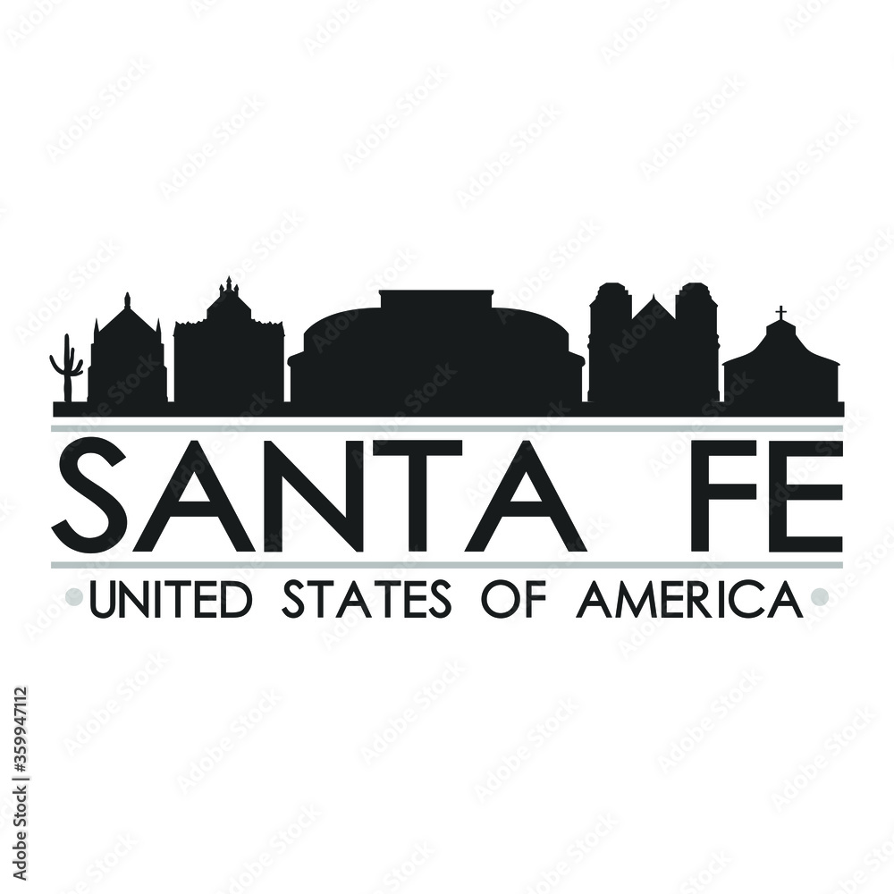 Santa Fe Skyline Silhouette Design City Vector Art Famous Buildings ...