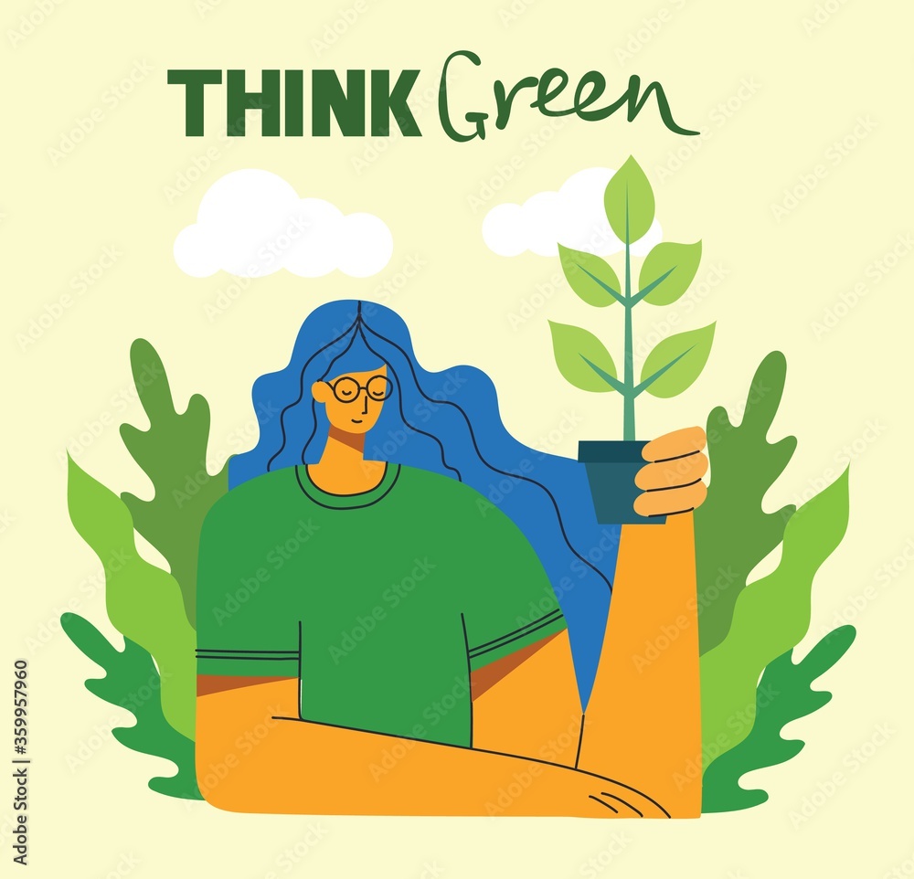 Vetor de Set of eco save environment pictures. People taking care of planet collage. Zero waste ...