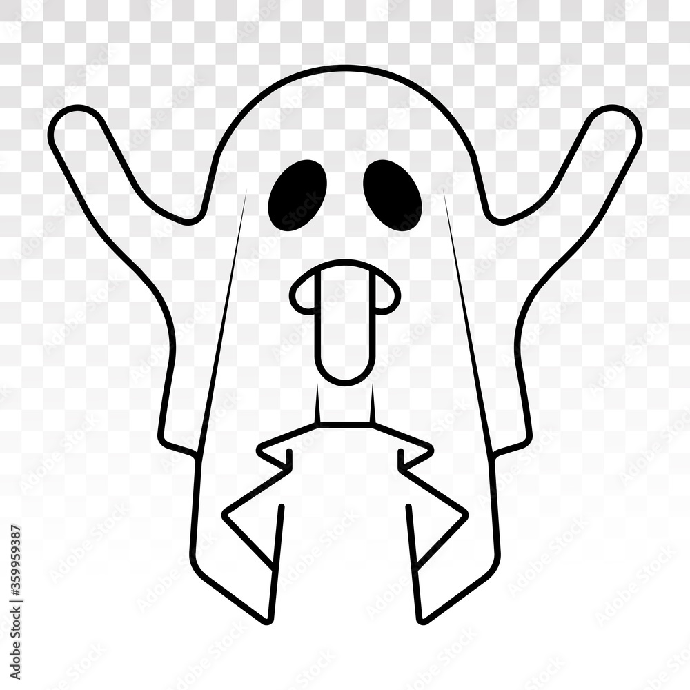 scary ghost / ghost with sticking out tongue - Line art icons for apps ...