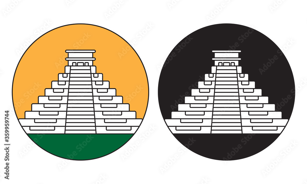 PrintRounded ancient el Castillo pyramid flat icons for apps and ...