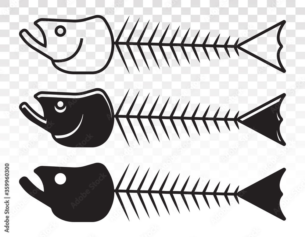 Fish bone or fishbone skeleton flat vector icon for apps and websites ...