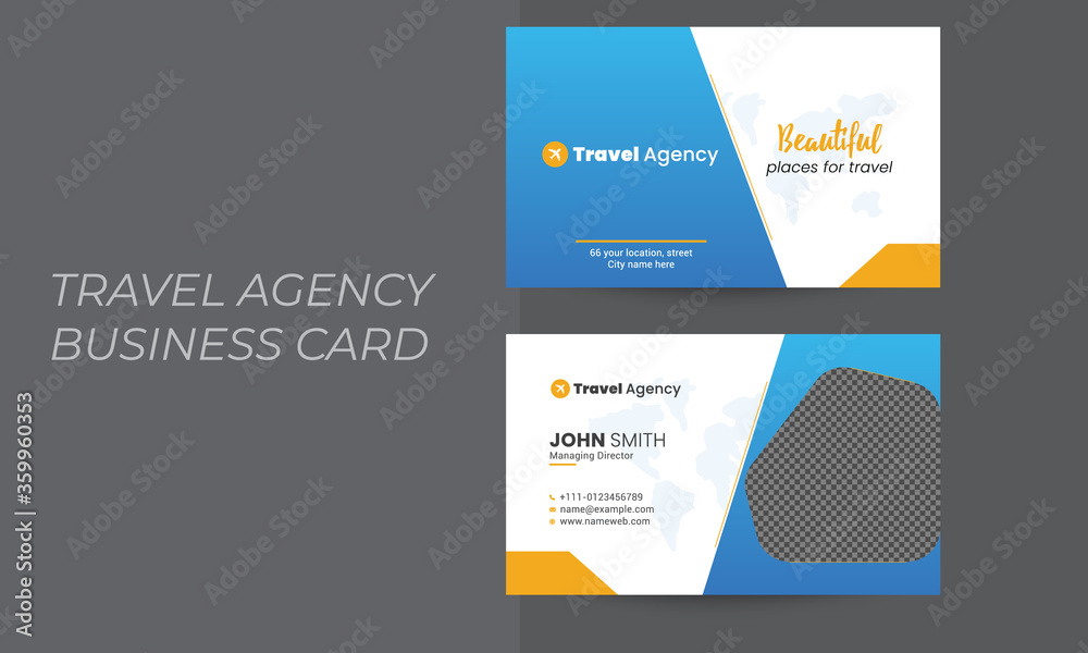 Travel Tour Agency Business card Design Print ready editable template ...