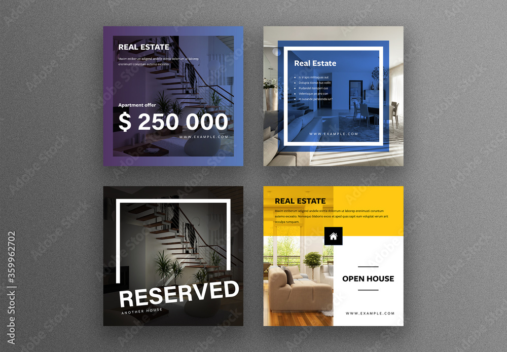 Social Media Post Layouts for Real Estate Stock Template | Adobe Stock