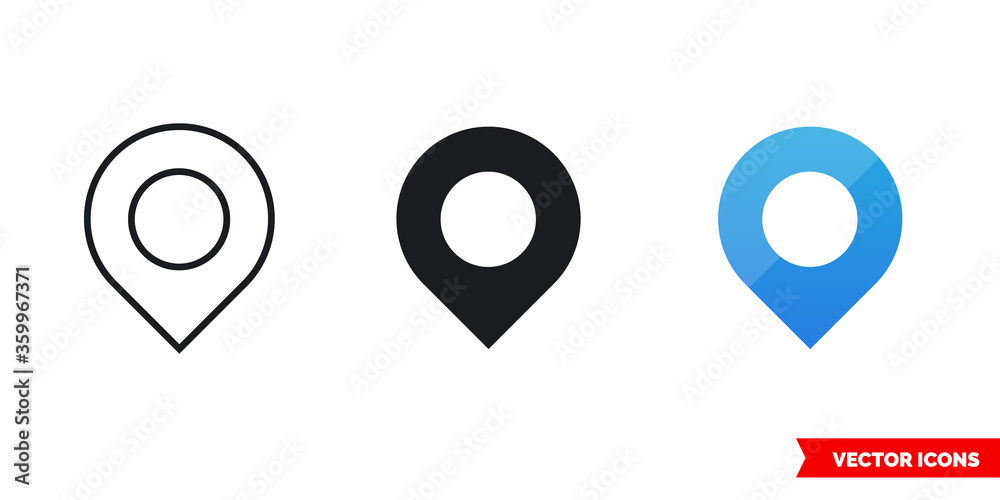 Location icon of 3 types. Isolated vector sign symbol. Stock Vector ...