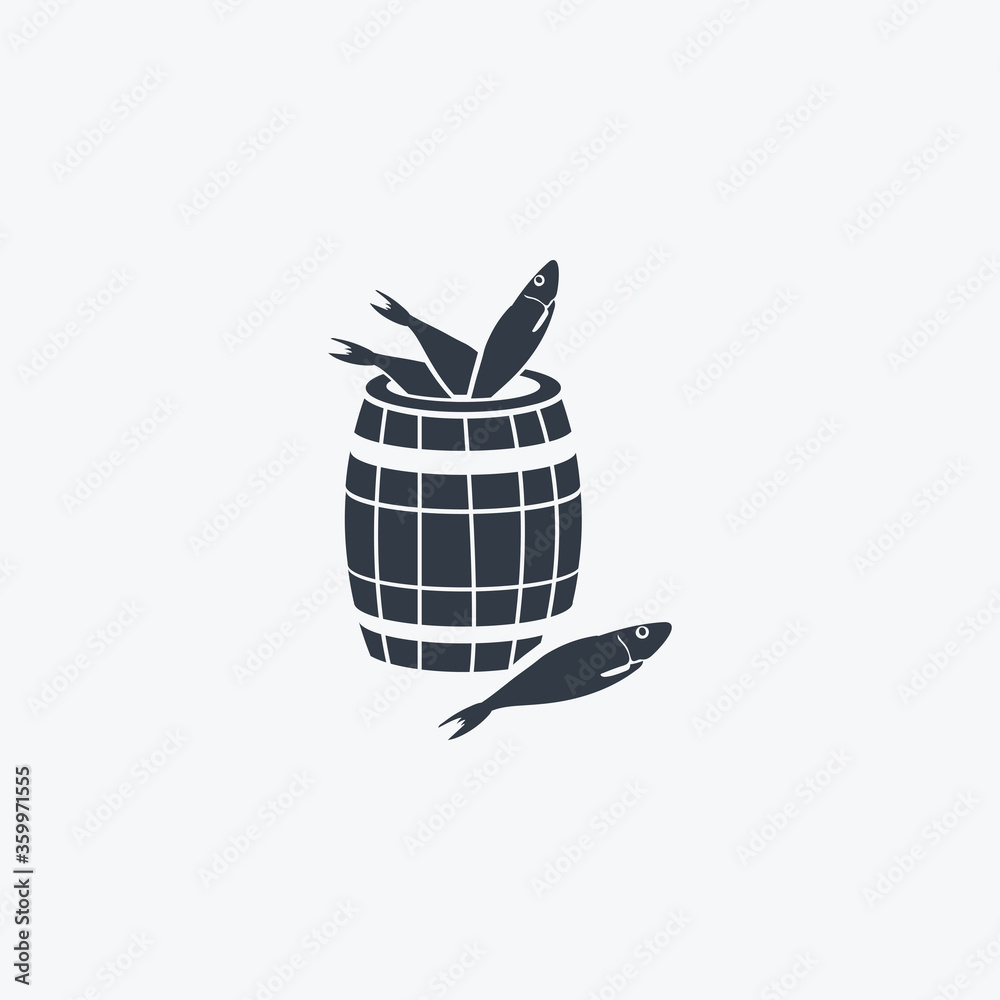 Barrel of fish icon isolated on clean background. Barrel of fish icon ...