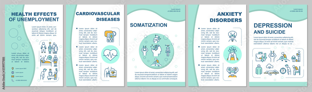 Negative health effects of unemployment brochure template. Flyer ...