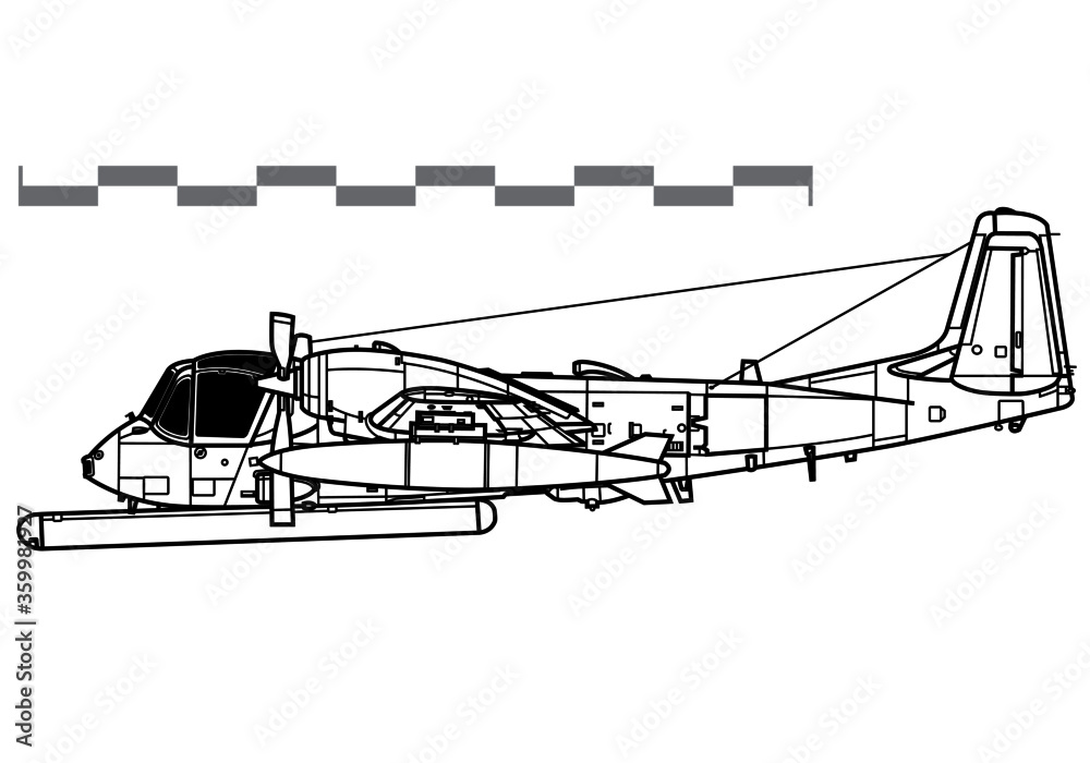 Grumman OV-1 Mohawk. Vector drawing of light attack and observation ...