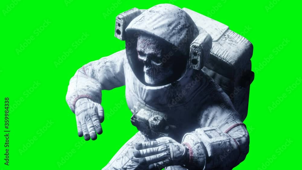 Dead zombie astronaut in space. Cadaver. Green screen. Realistic 4k ...