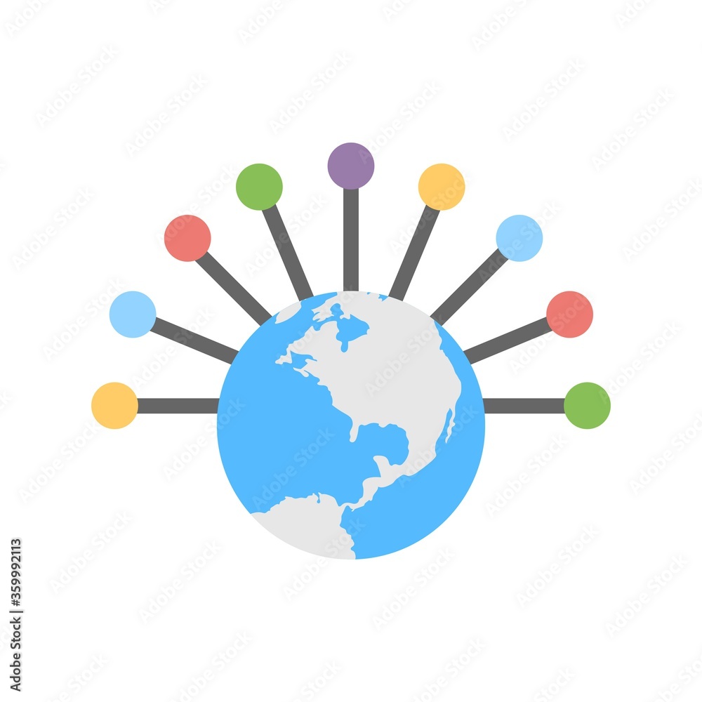 Global network connection icon in flat design style. Mesh network topology symbol. Stock Vector ...