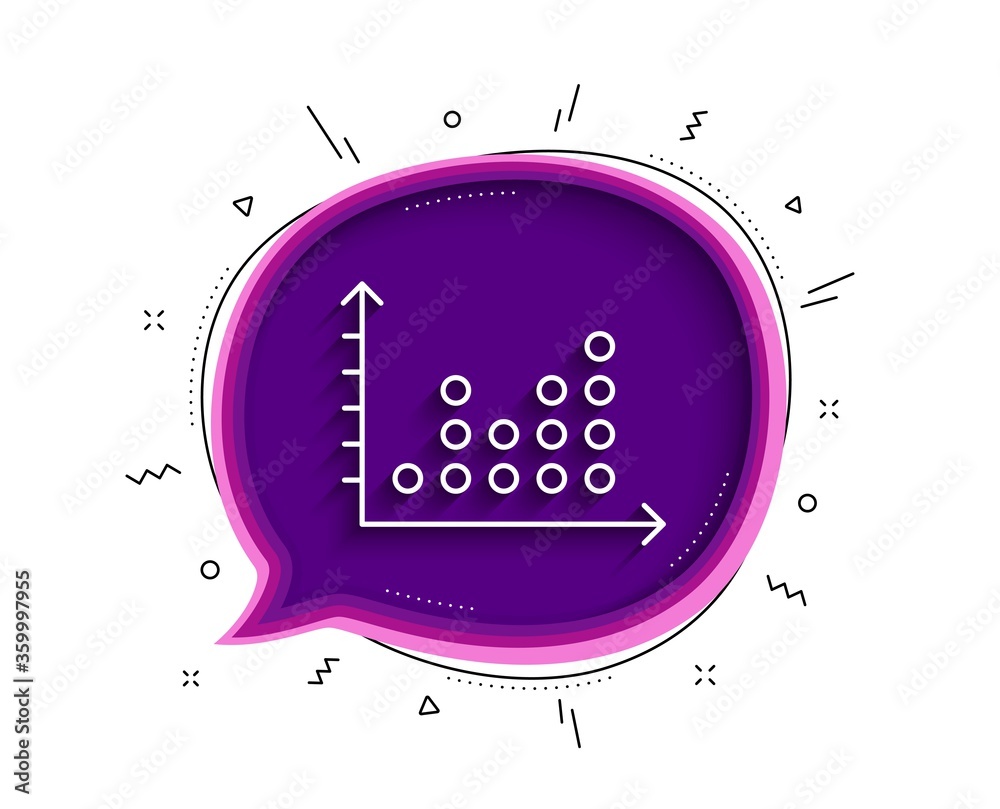 Dot plot graph line icon. Chat bubble with shadow. Presentation chart ...