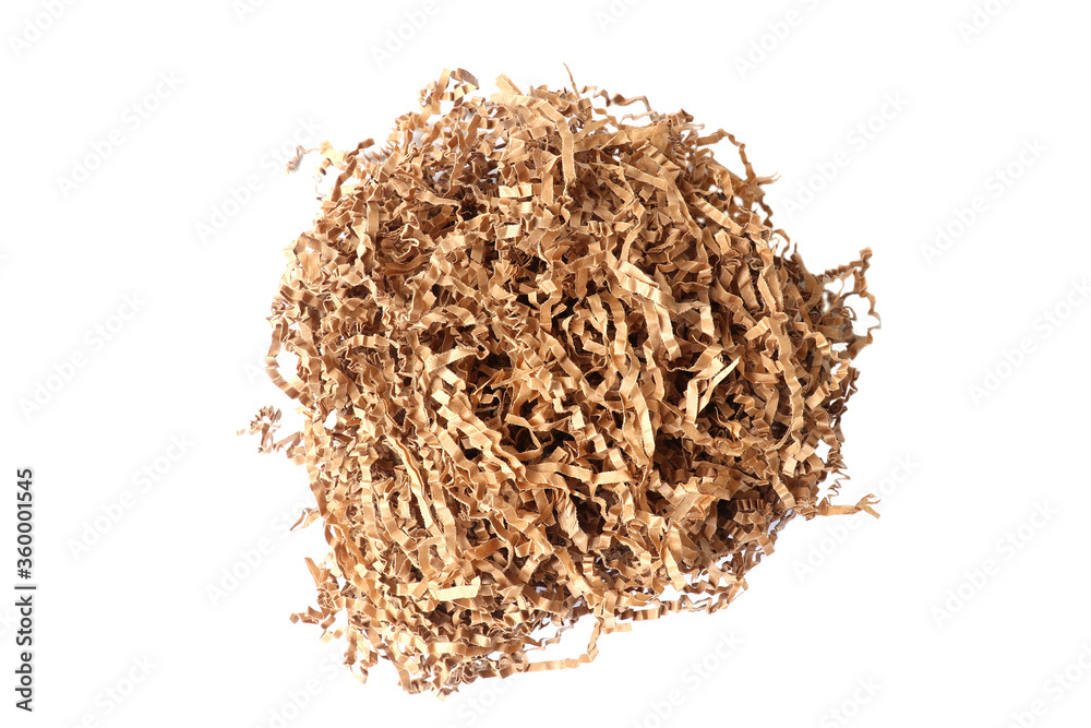 Shredded brown paper for packing material. Recycle and nature ...