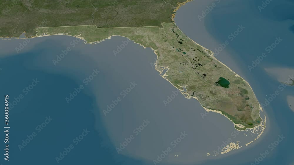 Florida, state with its capital, zoomed and extruded on the satellite ...