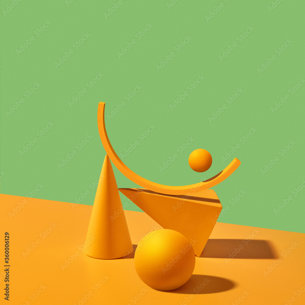 Geometric gypsum shapes on a duotone background. Stock Photo | Adobe Stock