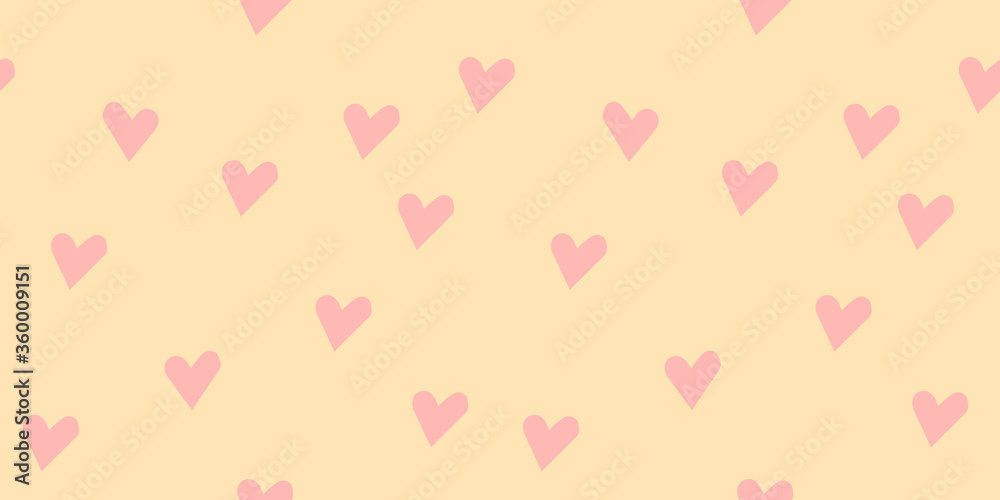 Seamless heart vector pattern. Hand drawn peach orange salmon art for ...