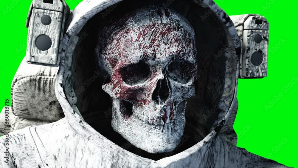 Dead zombie astronaut in space. Cadaver. Green screen. Realistic 4k ...