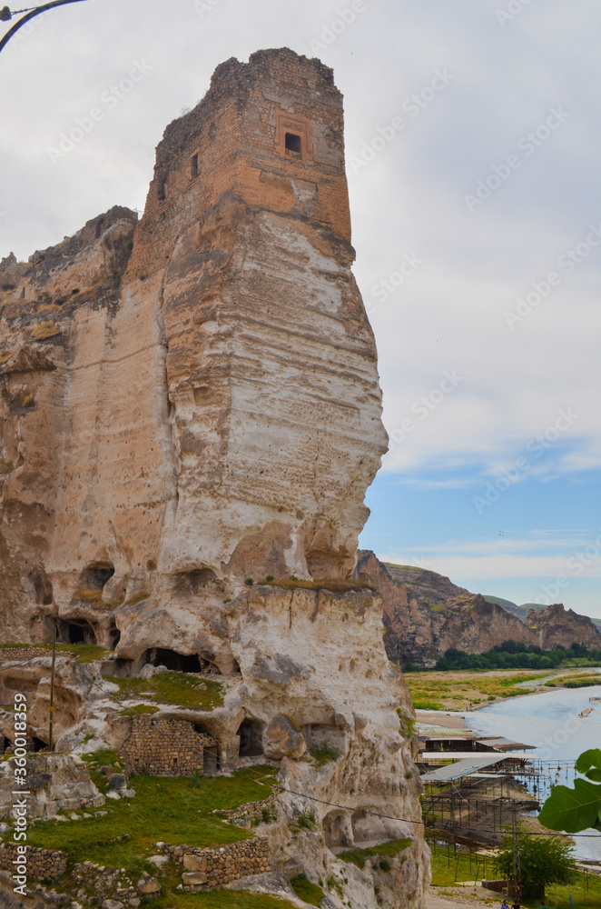 historical hasankeyf castle, an old settlement, cultural history, water ...