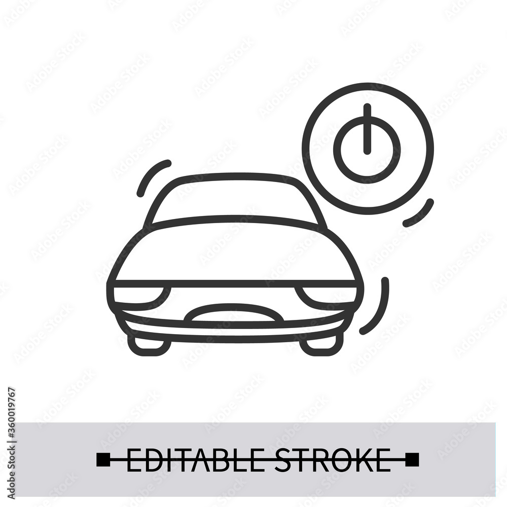 Car start icon. Electric vehicle with power ignition linear pictogram ...