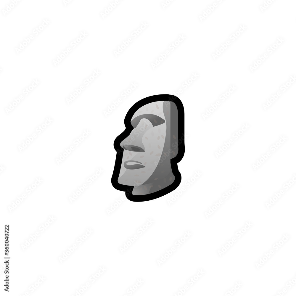 Moai Vector Icon Isolated Head Cartoon Statue Style Emoji Emoticon