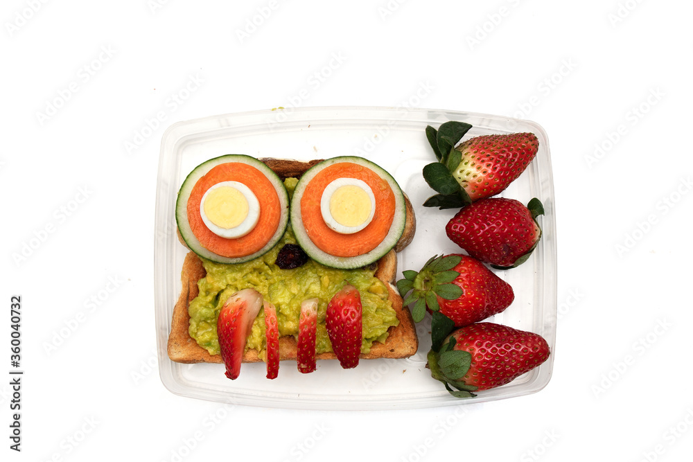 Halloween style school lunch box - Monster sandwich, with avocado ...