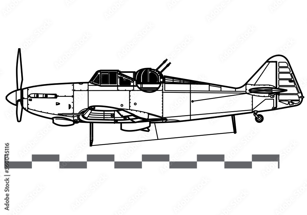 Boulton Paul Defiant. World War 2 fighter aircraft. Side view. Image ...