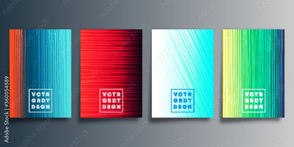 Set of colorful gradient cover with line design for background, flyer ...