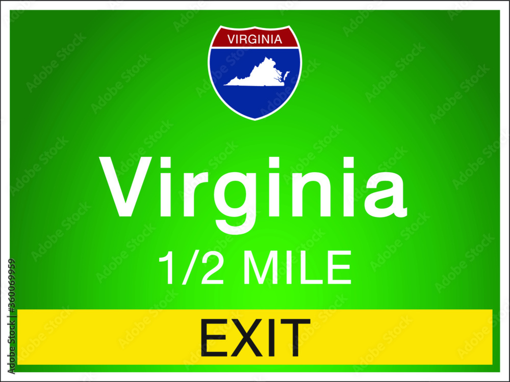 Highway signs before the exit To the state Virginia Of United States on ...