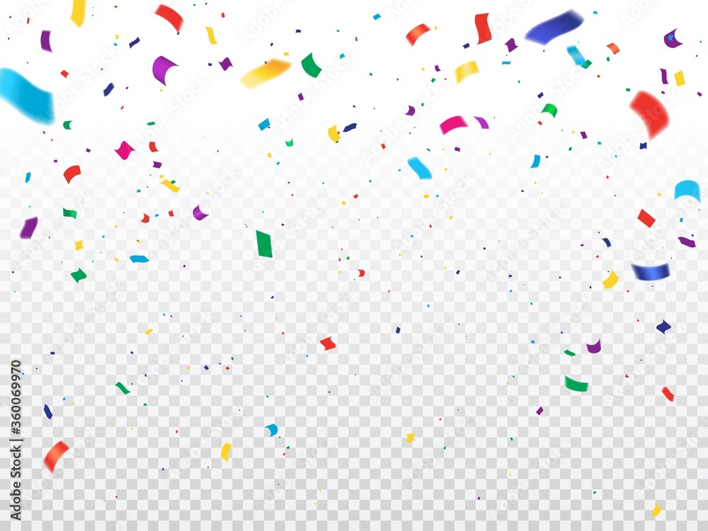 Holiday background with confetti. Vector flying and falling colorful ...