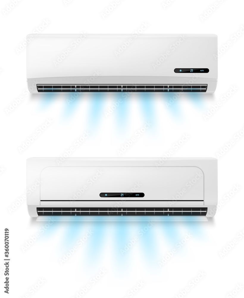Conditioners, realistic air conditioning eqipment vector mockup ...