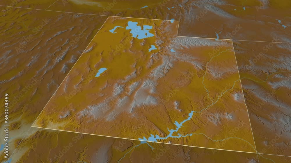 Utah, state with its capital, zoomed and extruded on the relief map of ...