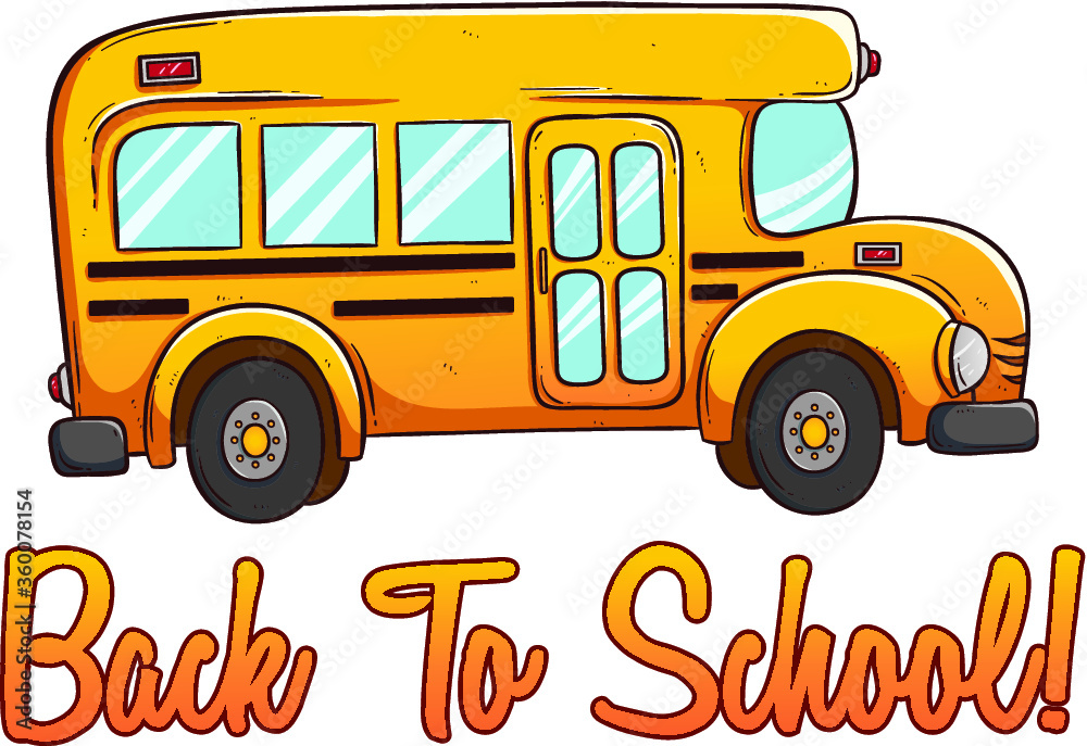 cute school bus with color and back to school text using hand drawn or ...