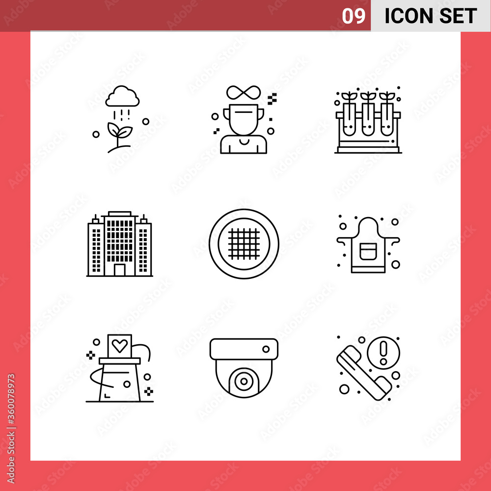 9 User Interface Outline Pack of modern Signs and Symbols of grid ...