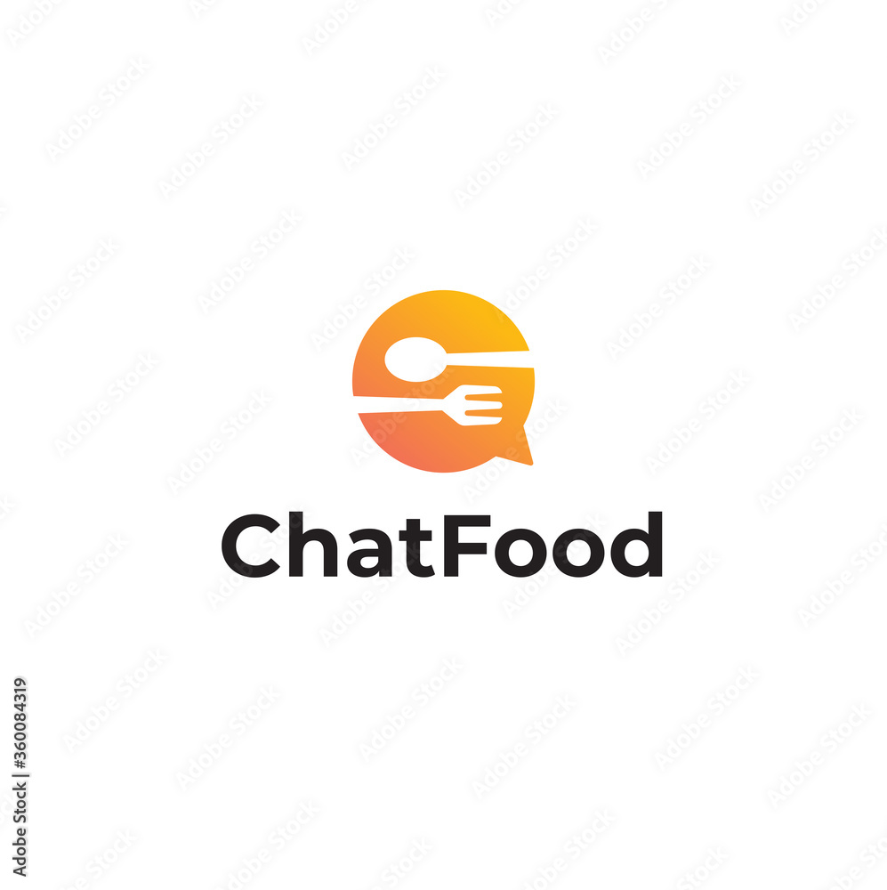 Chat food Logo Icon Premium Minimal emblem design template Stock Vector ...