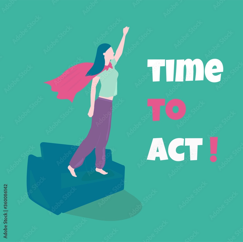 Vector illustration. Time to act. Motivational poster. Stock Vector ...