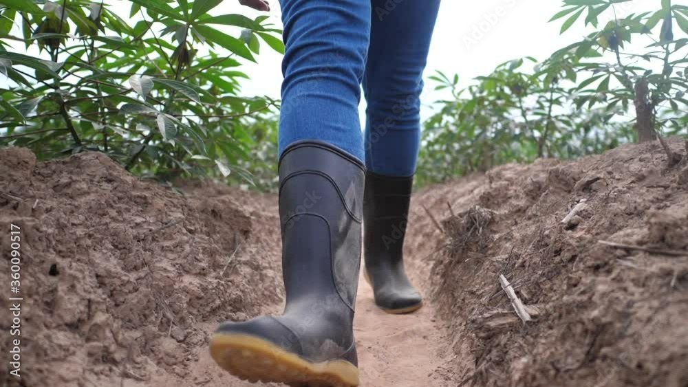 The farmer's feet walked to explore the non-toxic farm and watch the ...