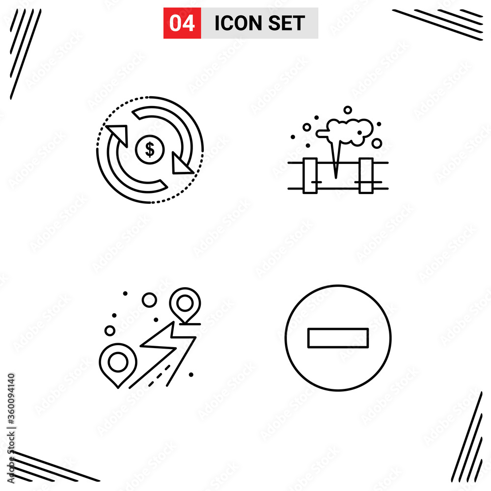 4 Universal Line Signs Symbols of circulation, location, market, leak ...
