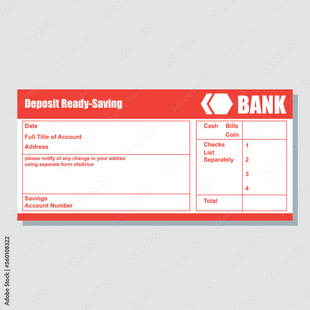 deposit ready saving account bank payment paper slip with text space to ...